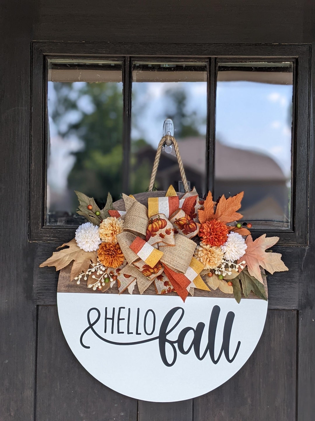 Hello Fall Door Hanger, Autumn Door Sign, Fall Front Door Hanger, Front ...