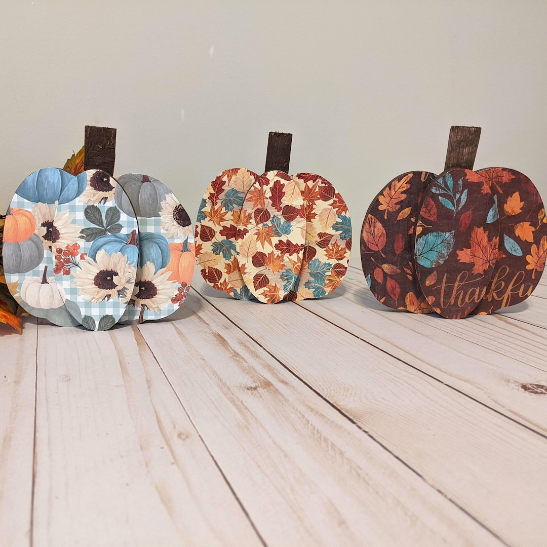 Wooden Pumpkin Decor, Fall Wood Pumpkin Decor, Rustic Fall Pumpkins ...