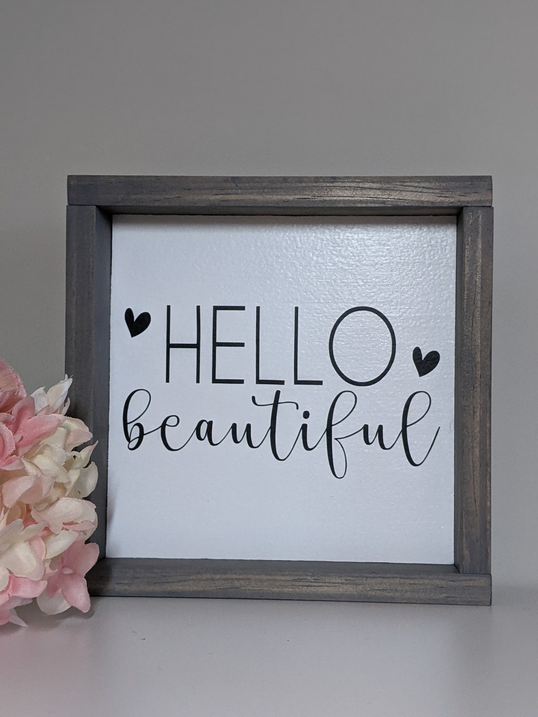 Hello Beautiful Wood Sign, Anniversary Gift for Girlfriend, Hello ...