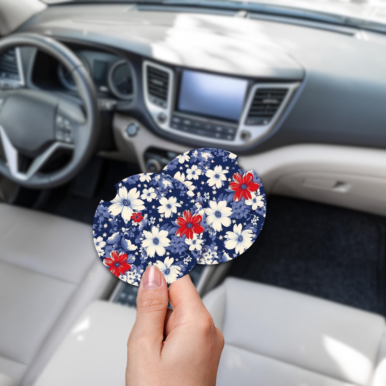 Printed SUBLIMATION Transfer- Patriotic Floral Car Coaster Prints - 8.5 ...