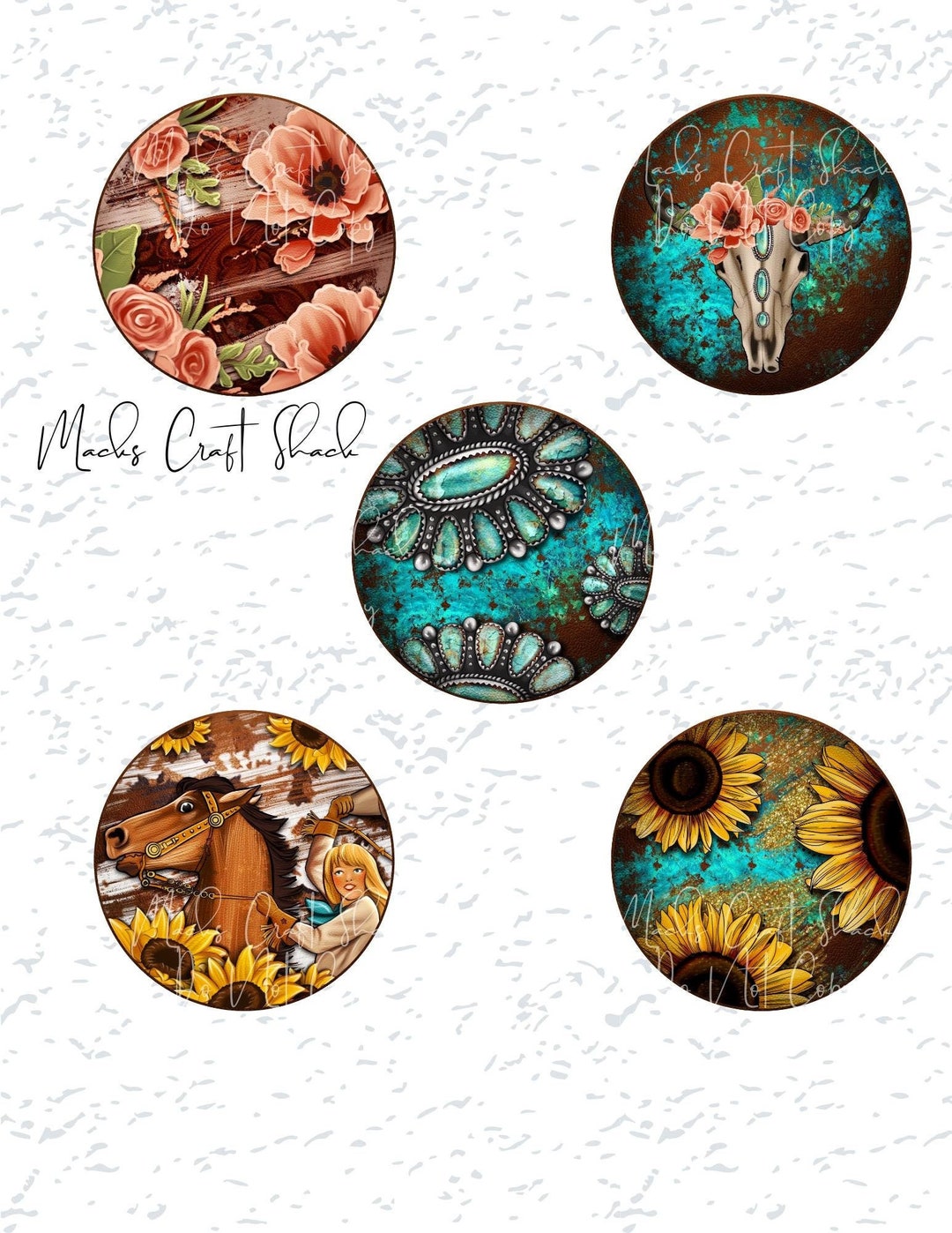 Printed SUBLIMATION Transfer- Western Design Car Coaster Prints - 8.5 X ...