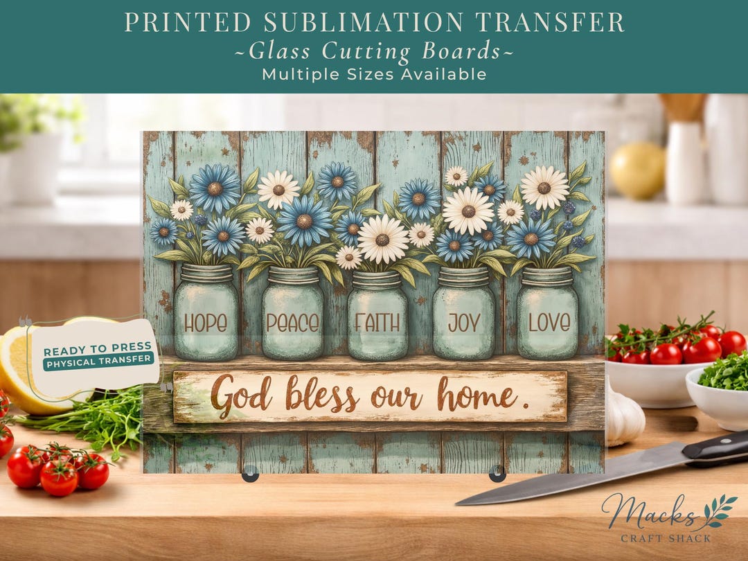 God Bless Our Home Transfer | Christian Kitchen Decor | Farmhouse Mason ...