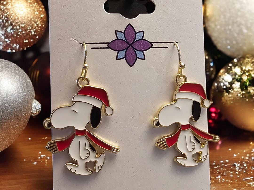 Golden Snoopy Earrings 'tis the Season - Etsy
