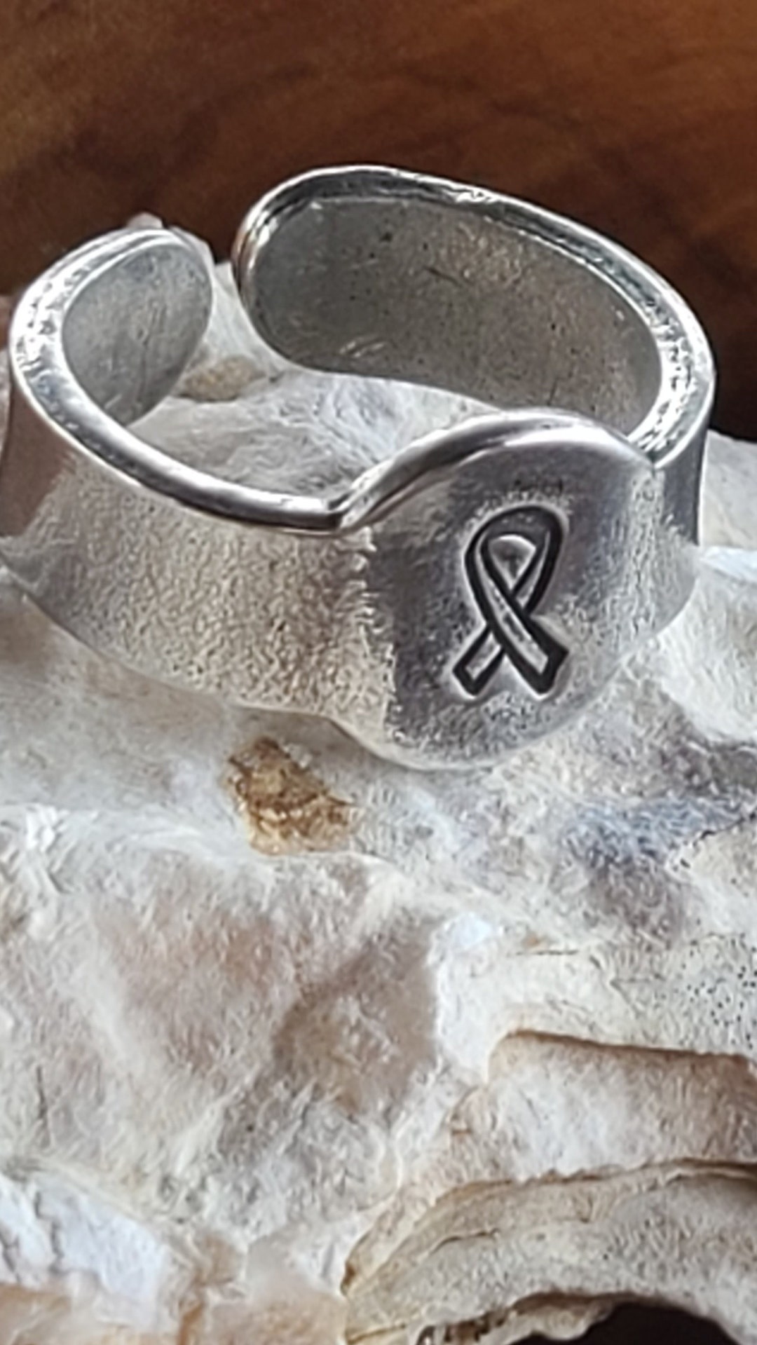 Breast Cancer Awareness Rings Adjustable Light Weight in USA Pewter - Etsy