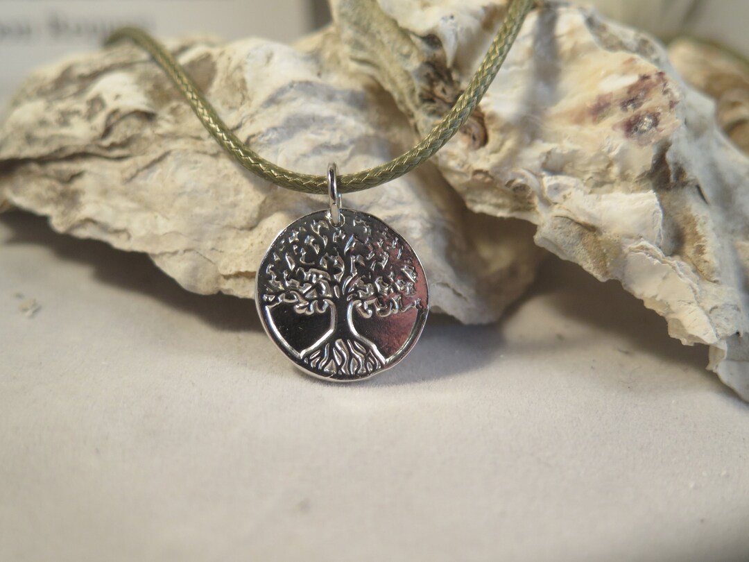 Handmade Pure Silver Tree of Life Necklace - 18" Faux Leather Cord - Etsy