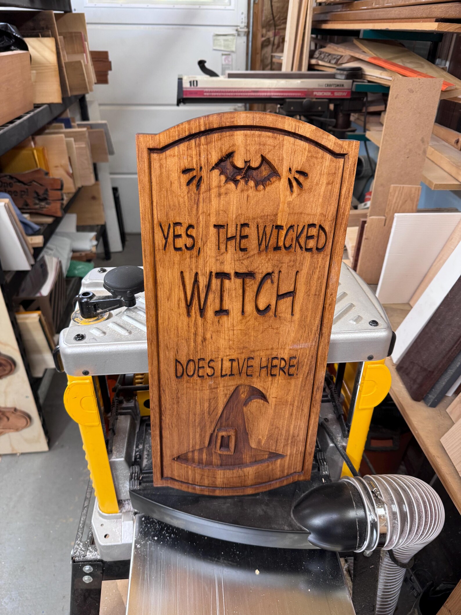 The Carved Bat and Witch’s Hat Plaque - Etsy