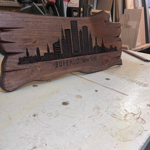 Buffalo Ny Skyline Log Look Plaque - Etsy