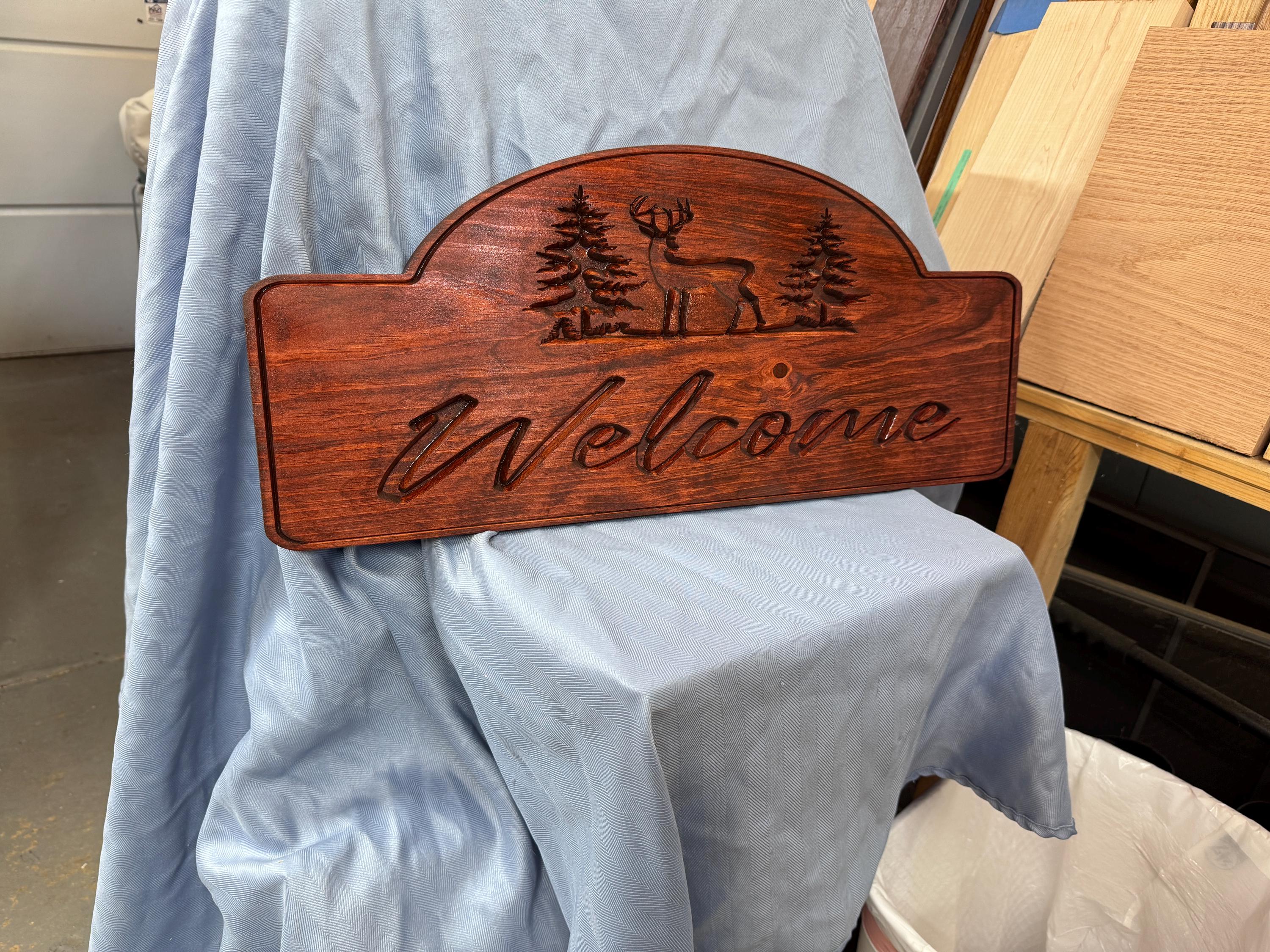 Deer+pine Trees Welcome Plaque - Etsy