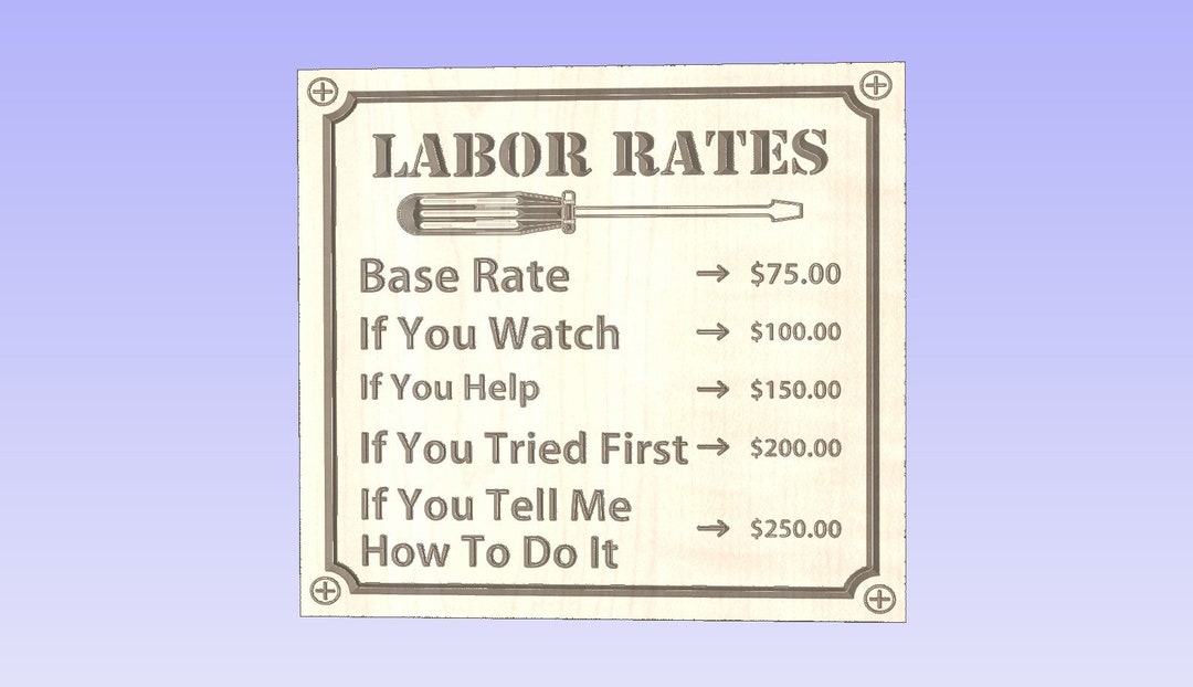Funny Labor Rate Plaque - Etsy