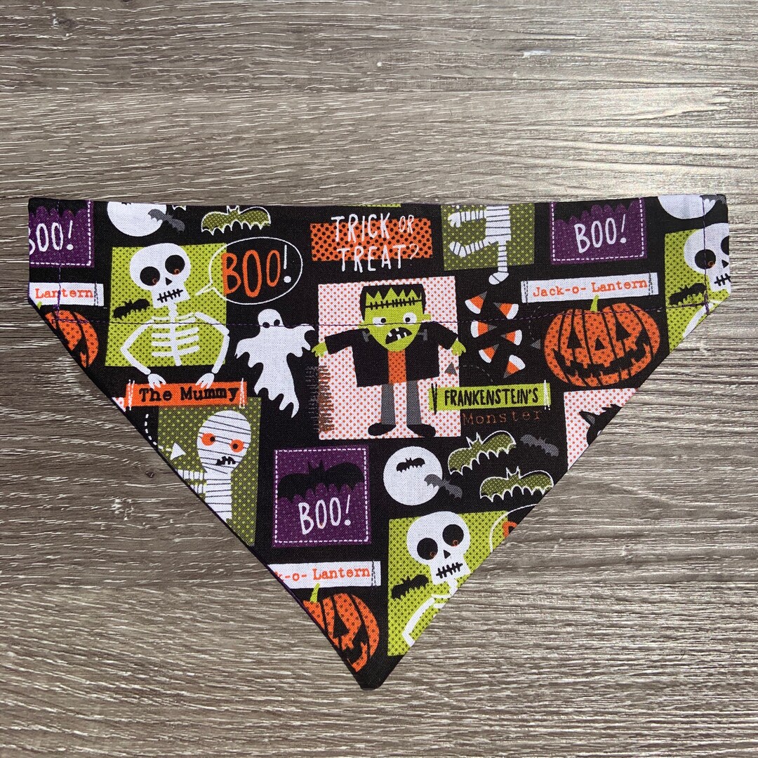 Monster Dog Bandana Over the Collar, Scary Dog Bandana, Zombie Bandana ...