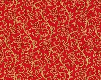 Red Scroll Fabric - Etsy