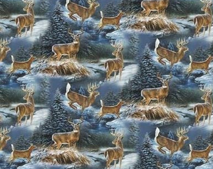 Stags Hunt Fabric Multi Buck and Arrow Stack Rustic Woods by ...