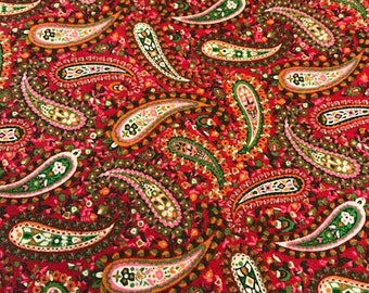 Red Paisley Fabric - Etsy
