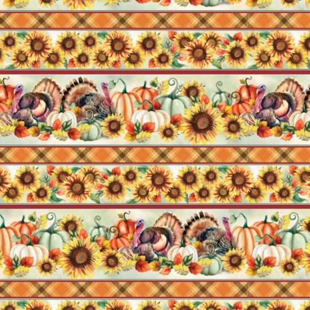 Fabric *GIVE THANKS* THANKFUL Stripe Multi 14940-99 New! - 100% Premium ...