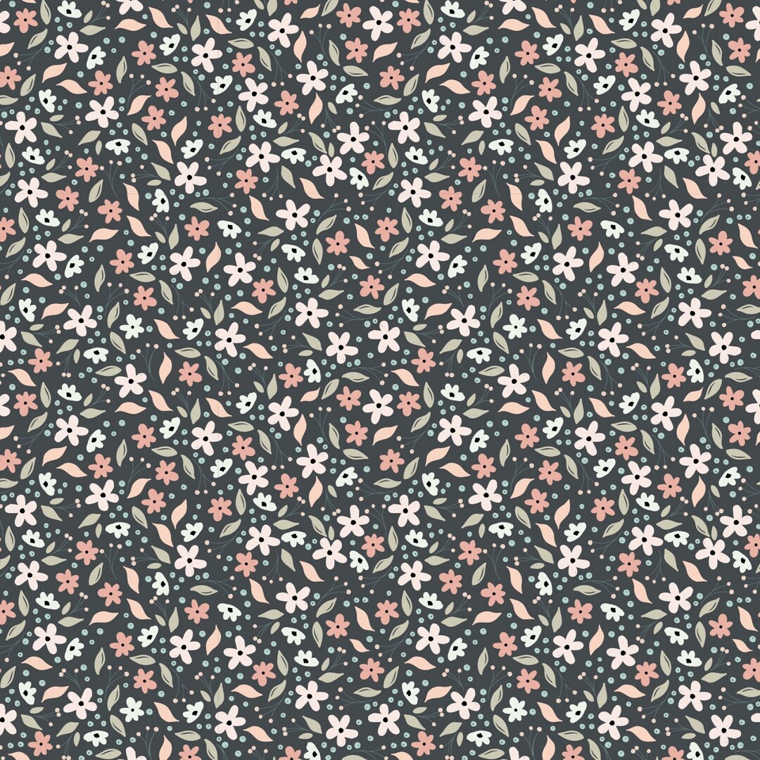 Fabric HOUSE & HOME - "cicely Black" Floral 22161 Continuous Cut ...