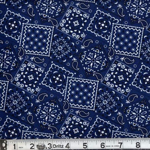 Navy Blue Bandana Fabric - Etsy