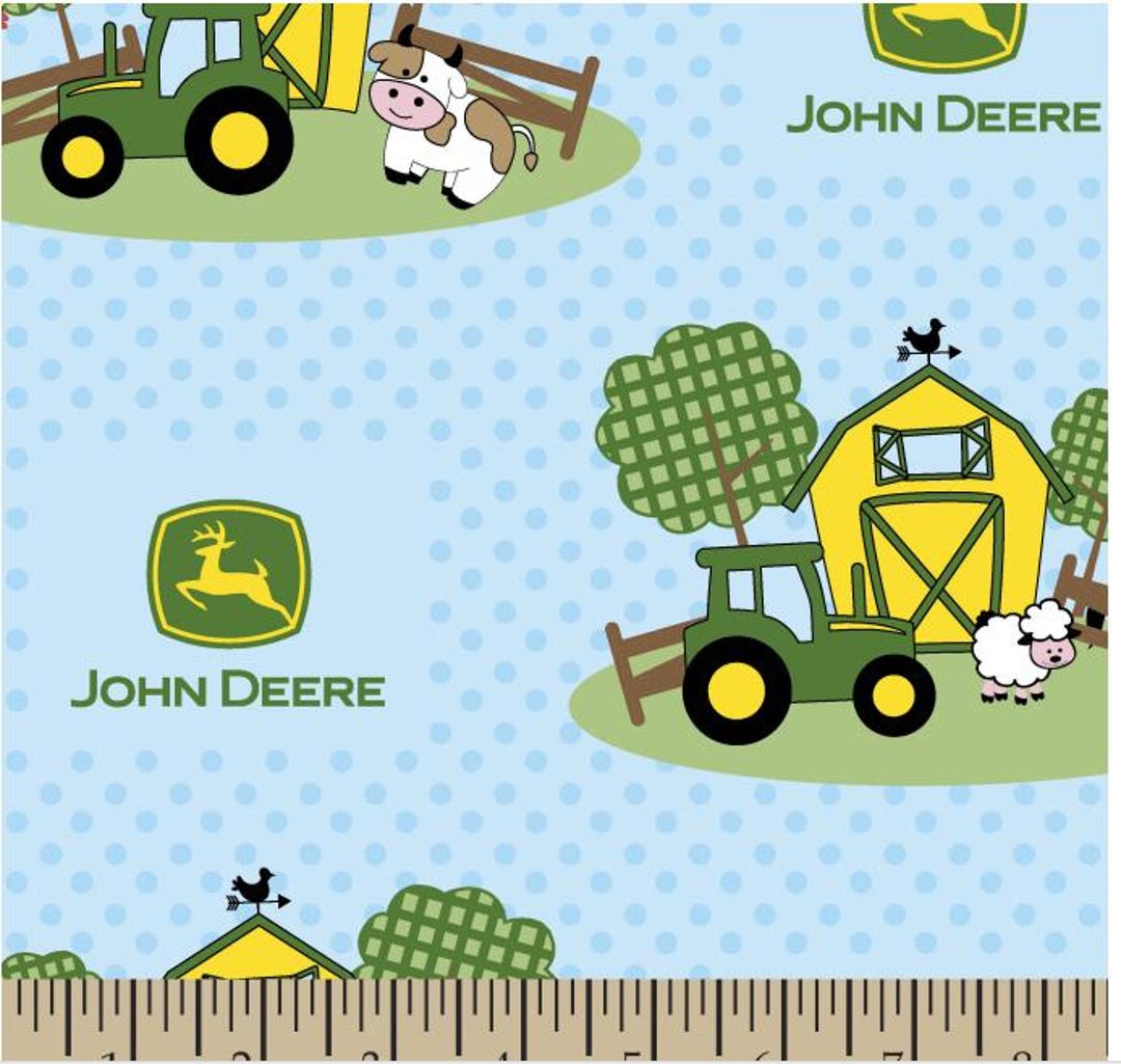 Fabric **JOHN DEERE** Cartoon Farm 46792 New!! 100% Premium Cotton and ...