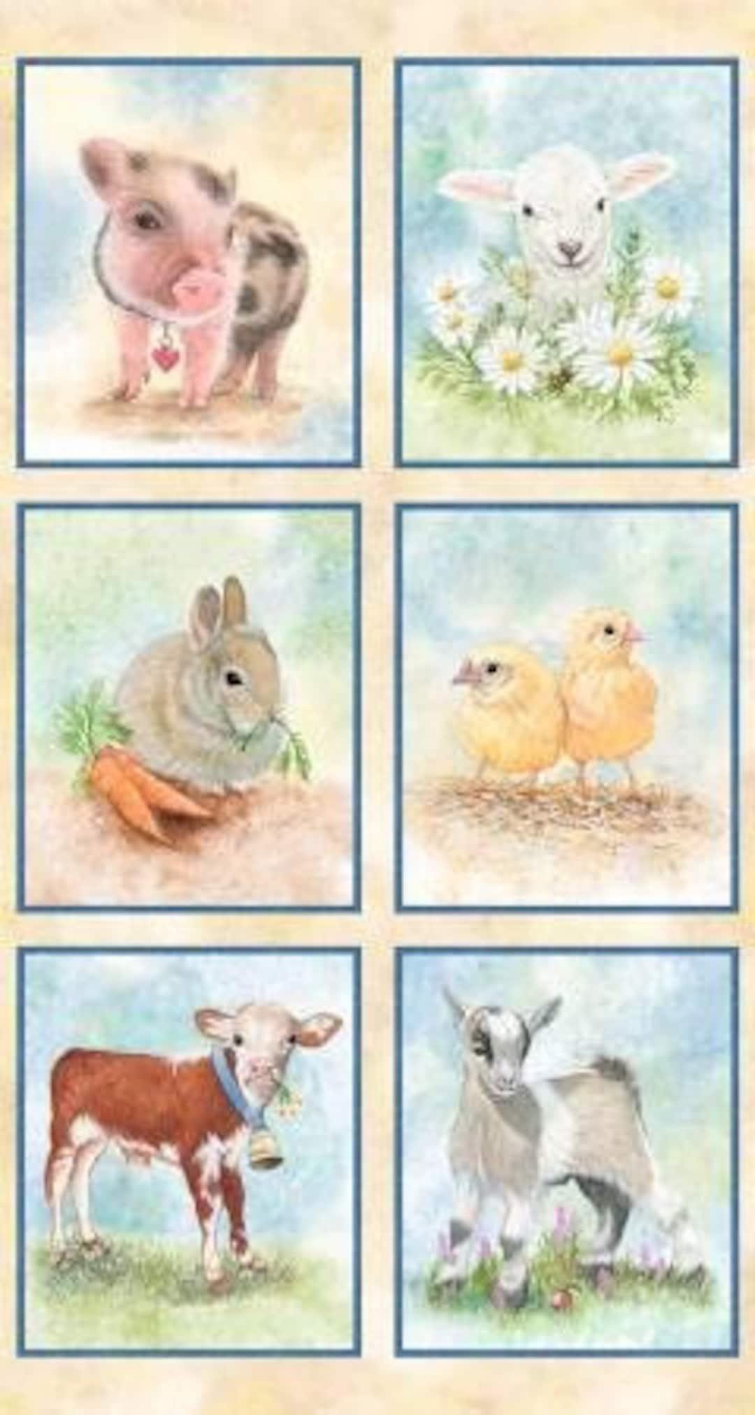 Fabric *BARNYARD BABIES PATCHES Panel 5273* New 100% Premium Cotton by ...
