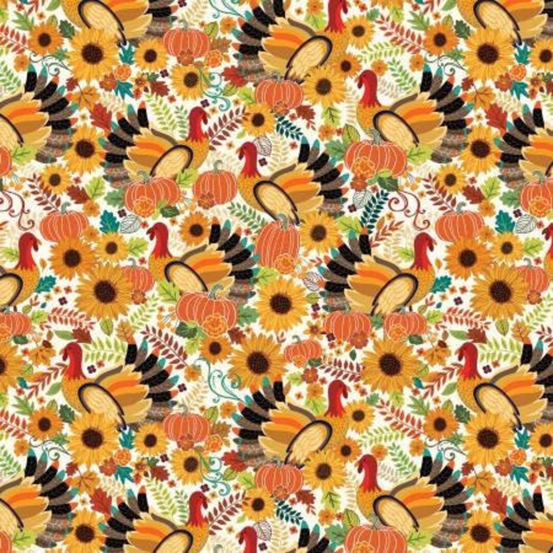 Fabric GATHER TOGETHER *TURKEY Trot Cream* New! 100% Premium Cotton by ...