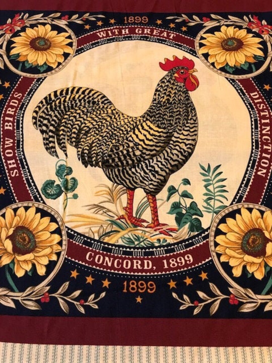 Fabric Panel Roosters 1899 at the Fair Pillow Panel Vintage - Etsy