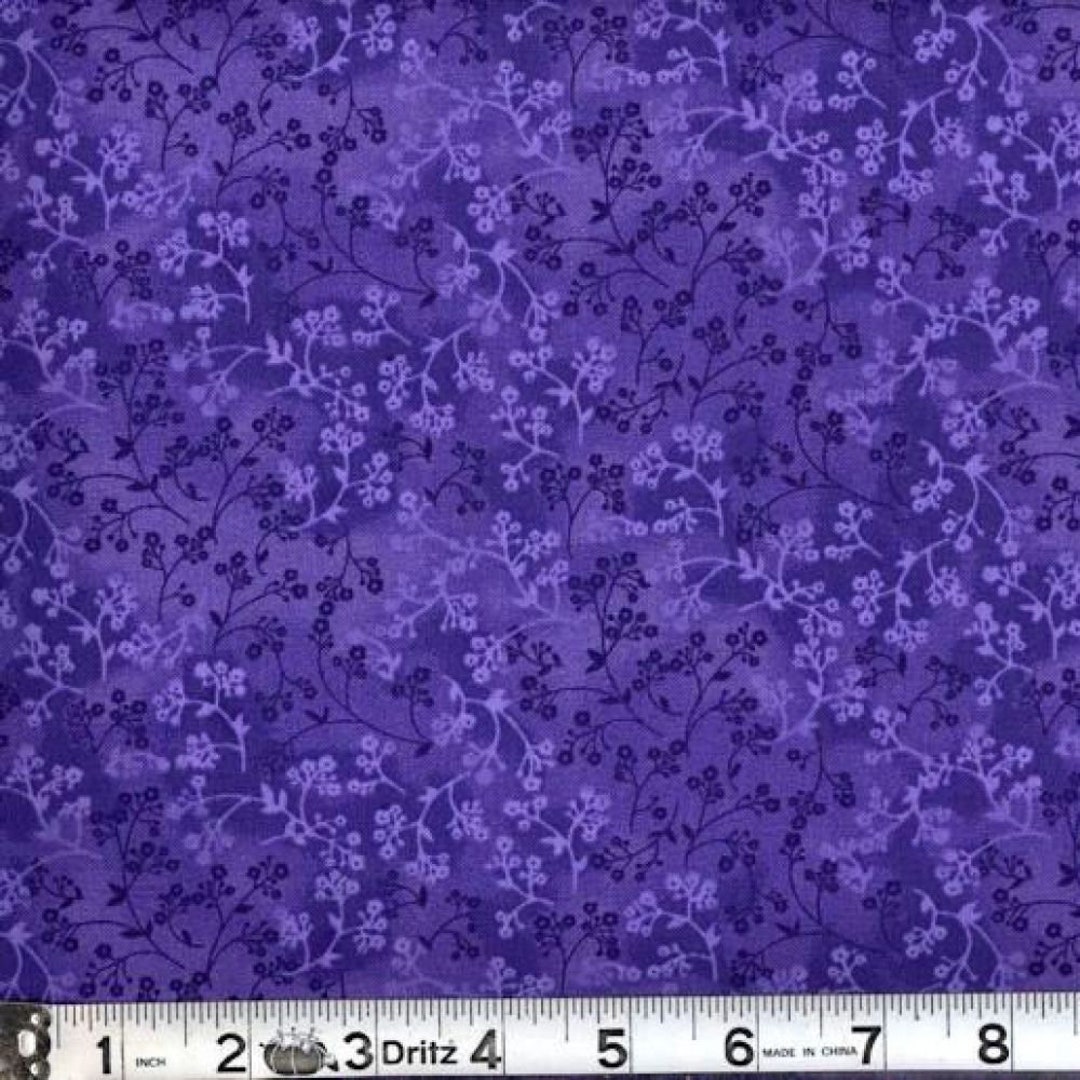Fabric - Deep PURPLE Floral - SALE !! *always Continuous Cut for You ...