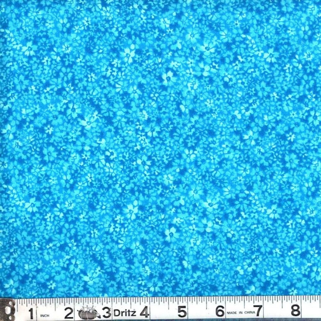 Fabric - Tiny Turquoise Calico Floral - NEW!! Continuous Cut Always for ...