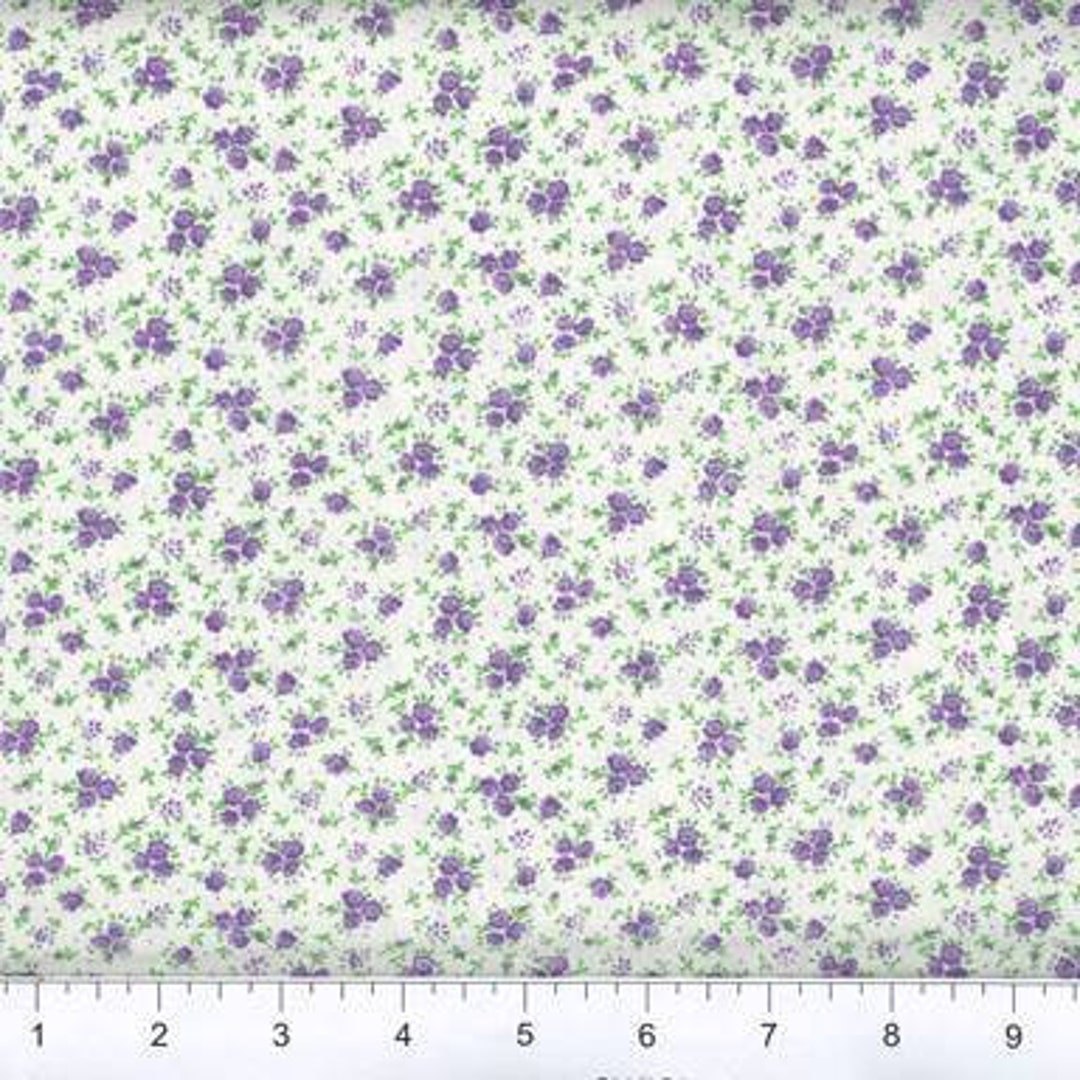 Fabric - PURPLE FLORAL - Light Weight Cotton - Vintage Feel ...