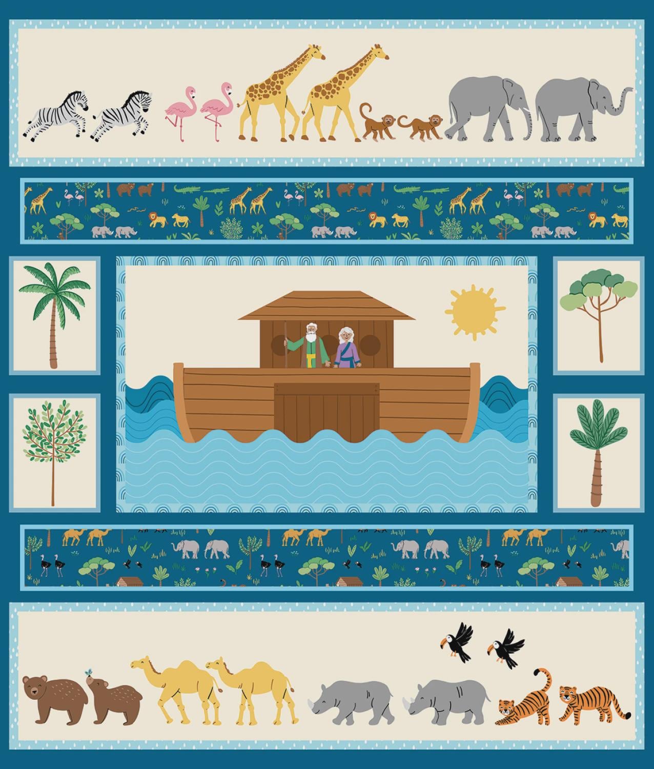 Fabric Panel *TWO by TWO* Noahs Ark Panel C16687 - 100% Premium Cotton ...