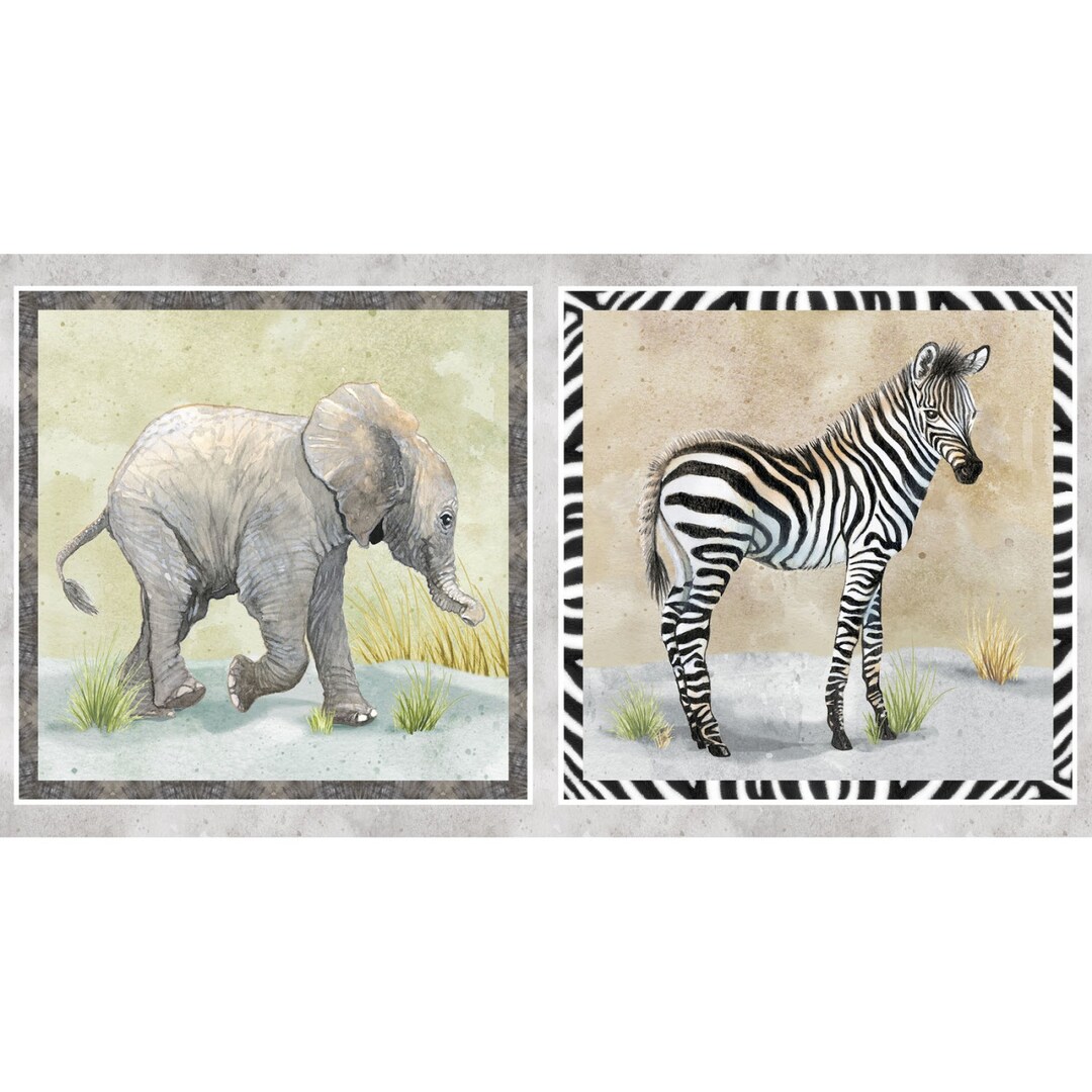 Fabric Panel *BABY SAFARI* Animal - New!!! Both Elephant & Zebra :P 100 ...