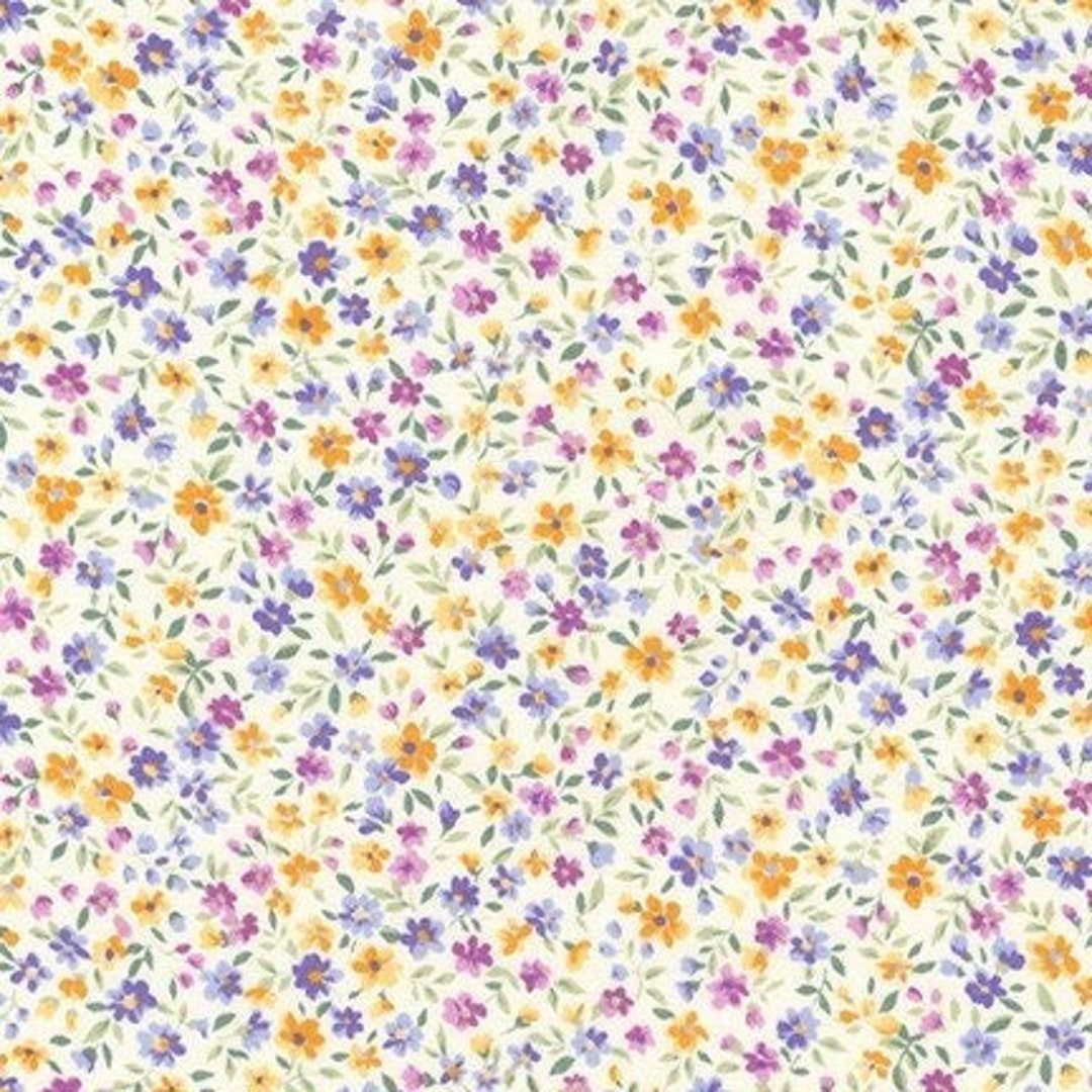 Fabric - PURPLE - Sevenberry Bouquet Spring - Tiny Floral Fabric NEW ...