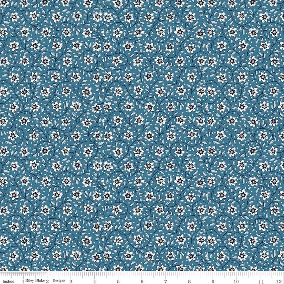 Fabric *LIBERTY DENIM FLORALS* Lily Trail A - New 2025 Collection 100% ...