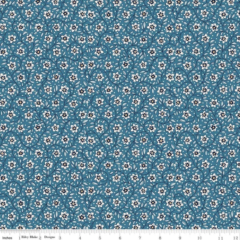 Fabric *LIBERTY DENIM FLORALS* Lily Trail A - New 2025 Collection 100% ...