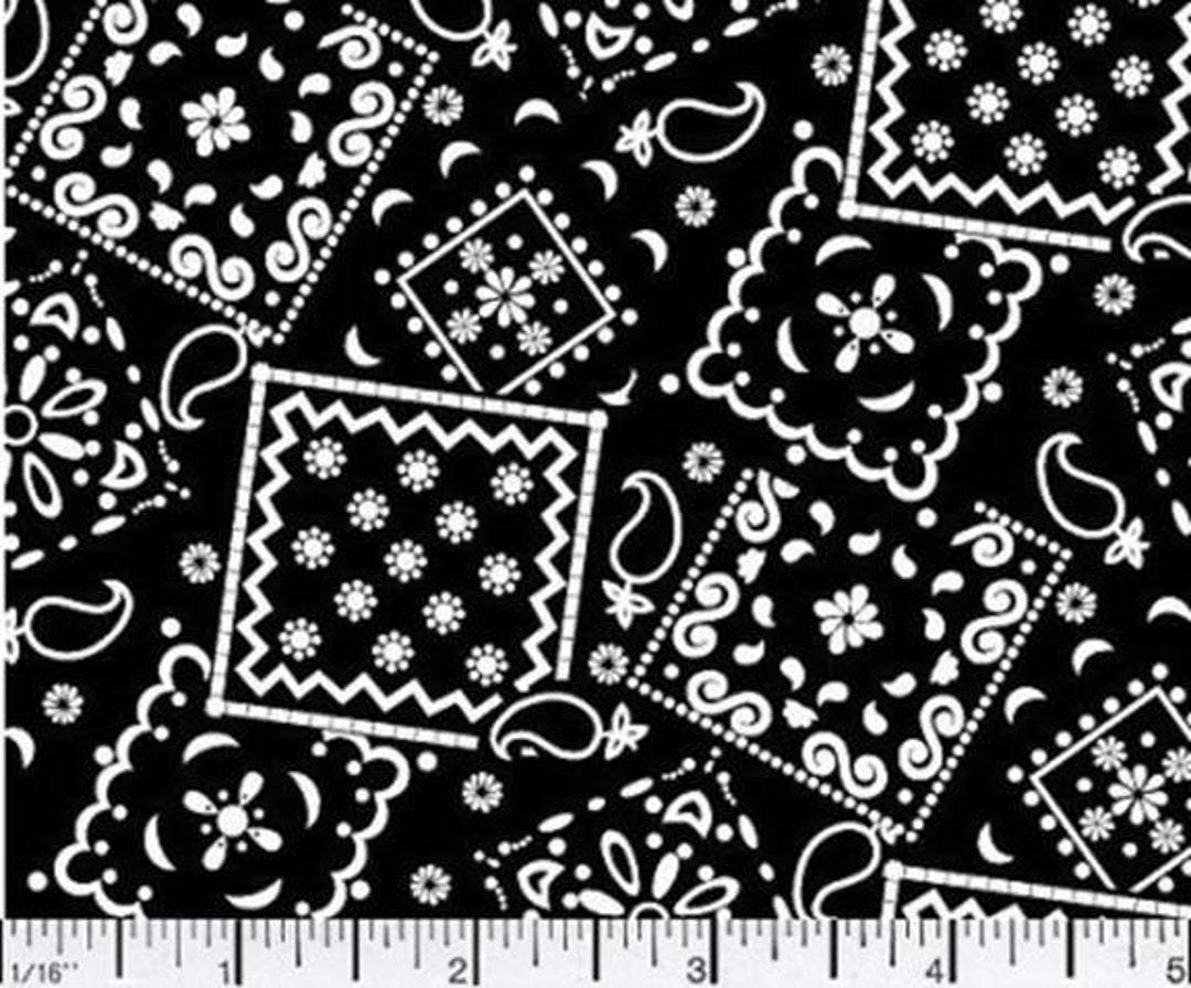 Bandana Fabric - BLACK - New !!!! Continuous Cut for You!! - Etsy