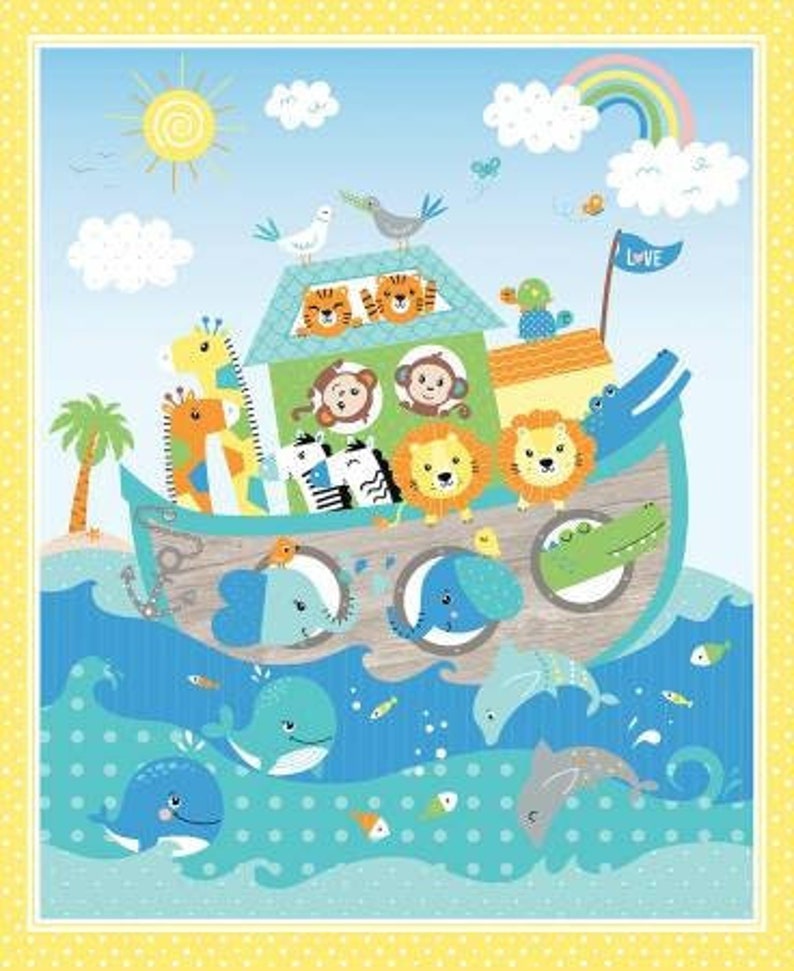 Fabric Panel "noah's Journey" Two by Two Cotton Fabric Panel - New ...