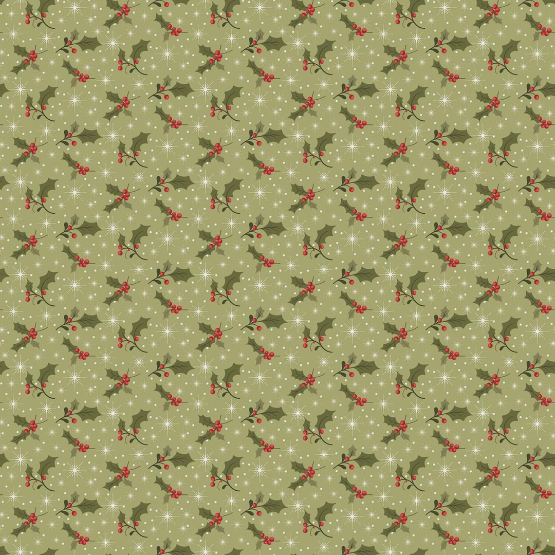 Fabric *GLISTEN HOLLY - OLIVE C16224* New! Beautiful 100% Premium ...