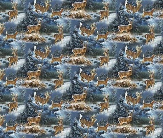 Fabric by the YARD Whitetail Deer All Over Wintergreen NEW - Etsy