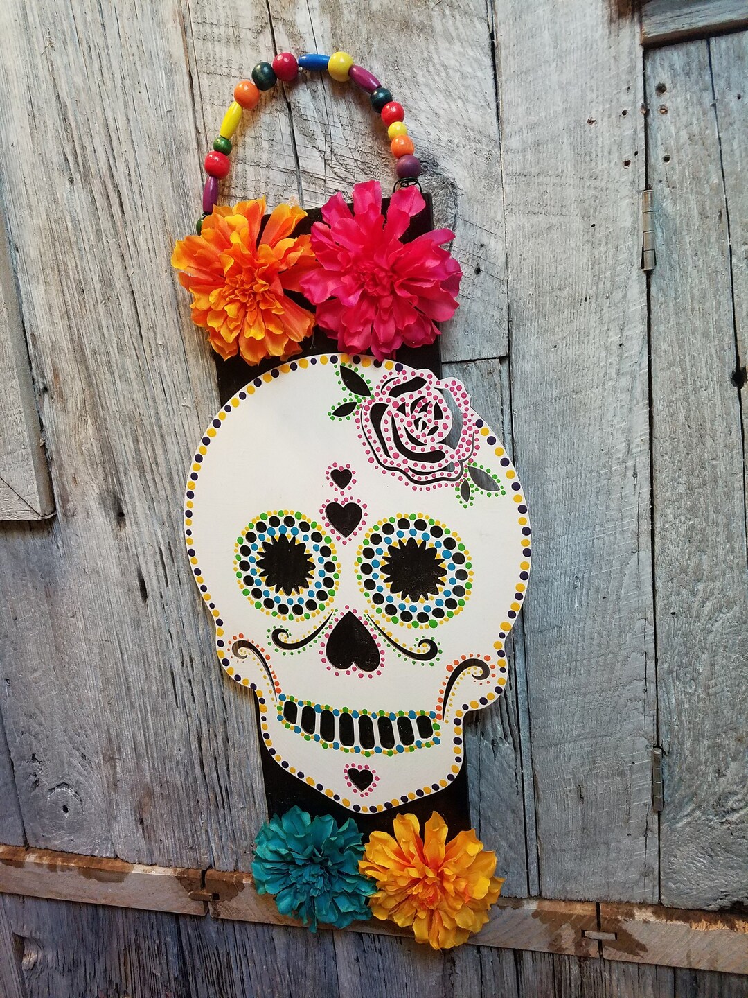 Skeleton Sign, Spooky Porch Decor, Day of the Dead Sign, Sugar Skull ...
