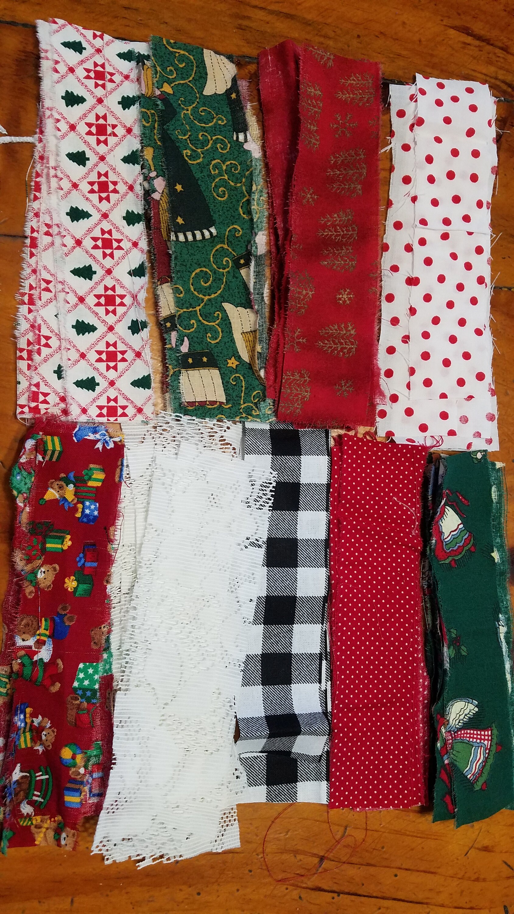 Christmas Rag Garland, Farmhouse Rag Garland for Mantel, Rag Garland ...