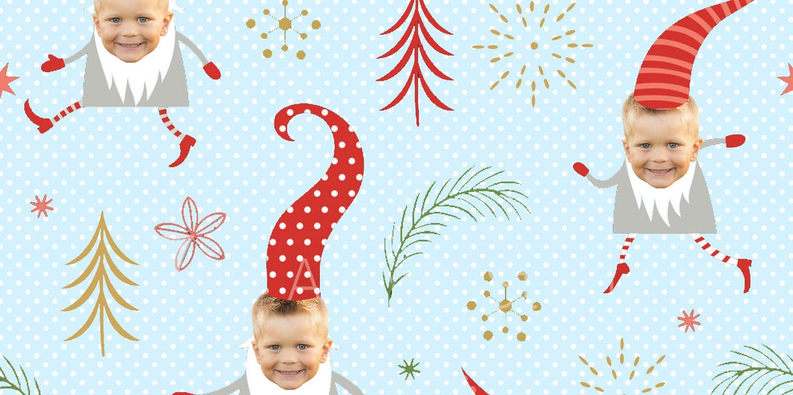 Custom Christmas Gift Wrapping Heads on Wrapping Paper 10 - Etsy