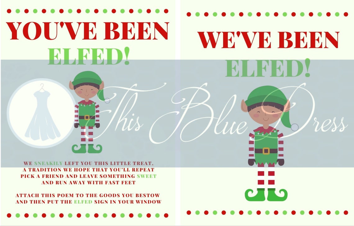 Christmas "you've Been Elfed" Printable Set, Christmas Poem, Christmas ...