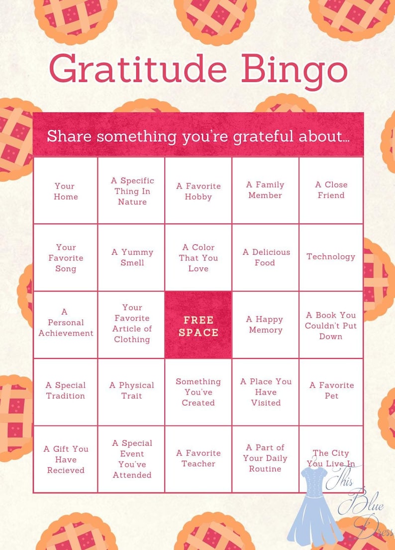 Printable Thanksgiving Bingo, Gratitude Bingo, Count Your Blessings ...