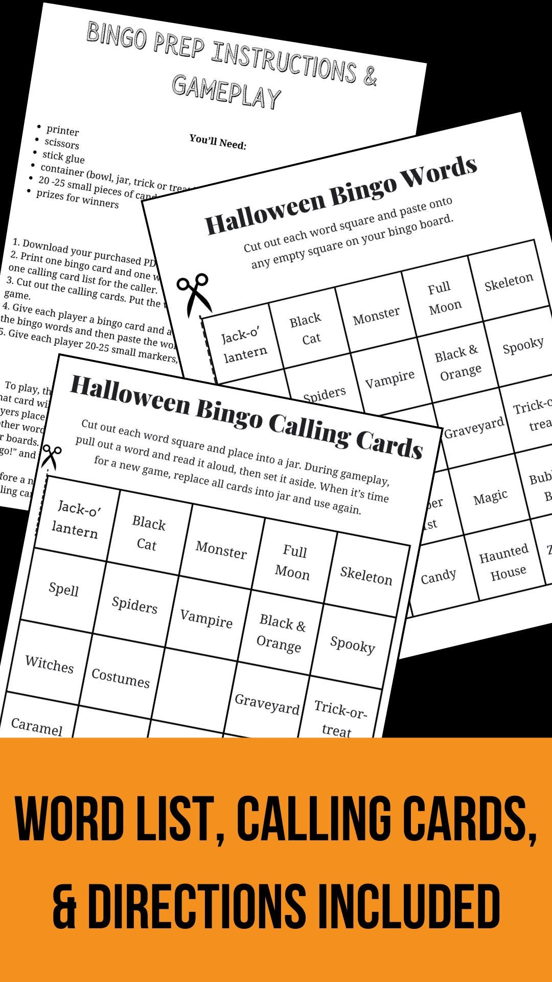 Printable Halloween Bingo Bundle, Fall Kid's Activities, Classroom Game ...