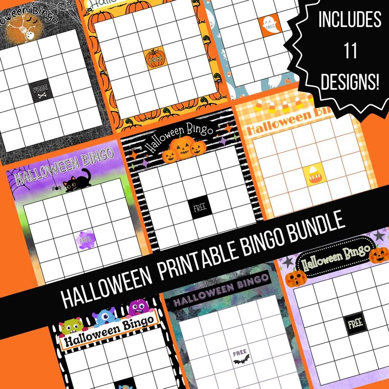 Printable Halloween Bingo Bundle, Fall Kid's Activities, Classroom Game ...