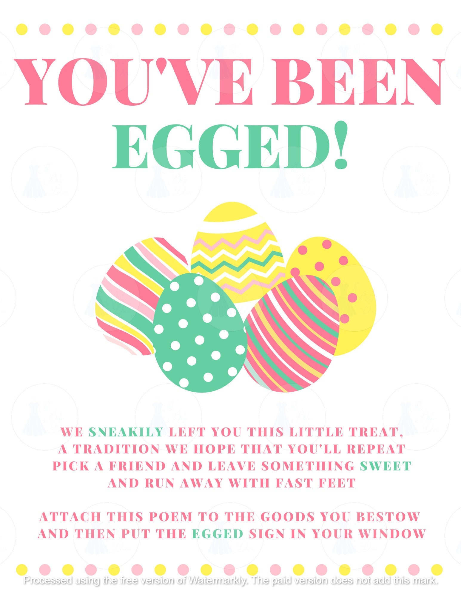 You've Been Egged Poem, Easter Treat Note, Friendly Ding-dong-ditch ...
