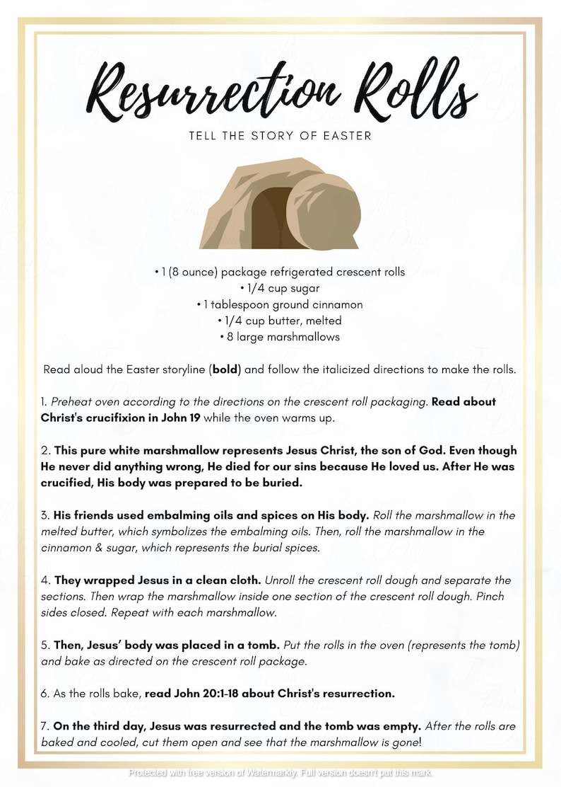 Resurrection Rolls Recipe and Instructions, Christian Easter Activity ...