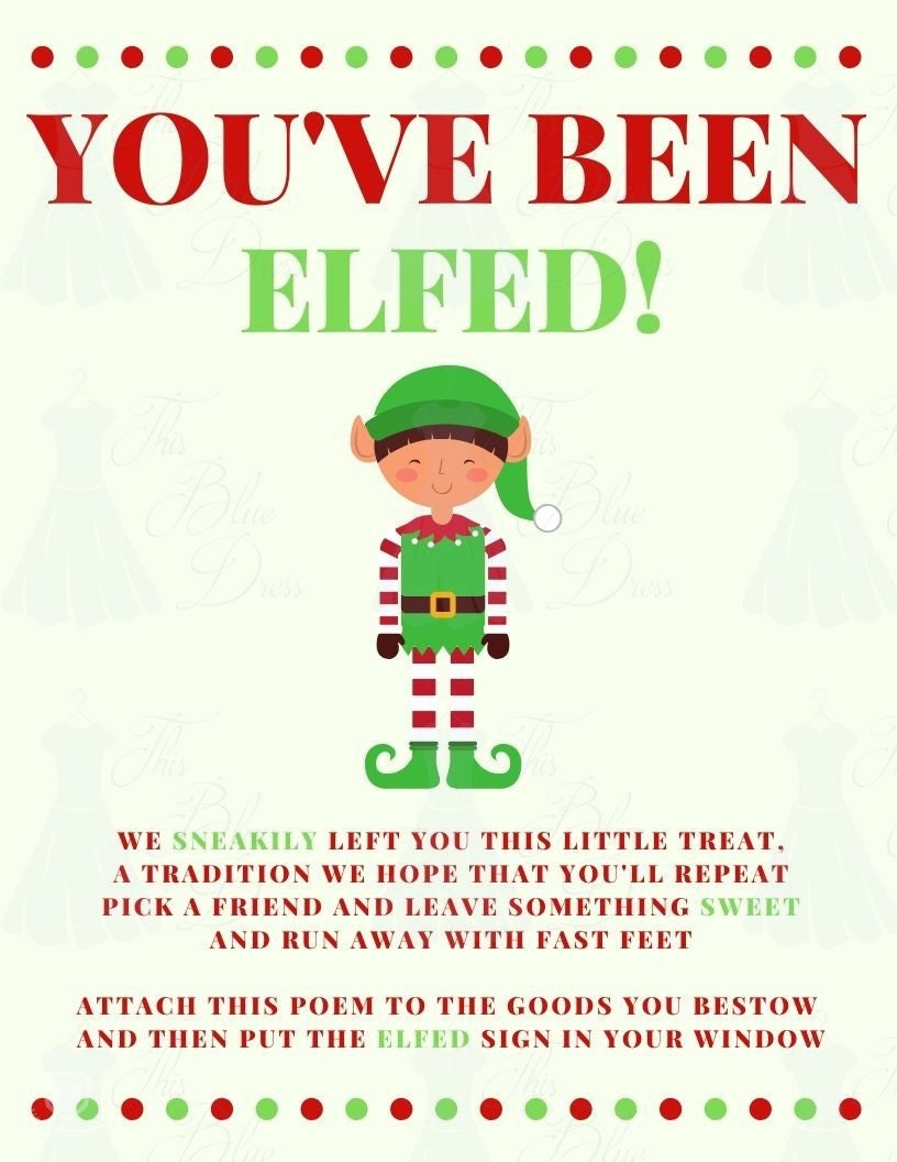 Christmas "you've Been Elfed" Printable Set, Christmas Poem, Christmas ...