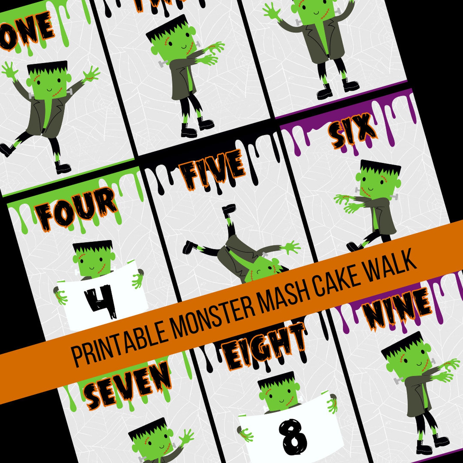 Monster Mash Printable Cake Walk, Frankenstein Cake Walk, Halloween ...