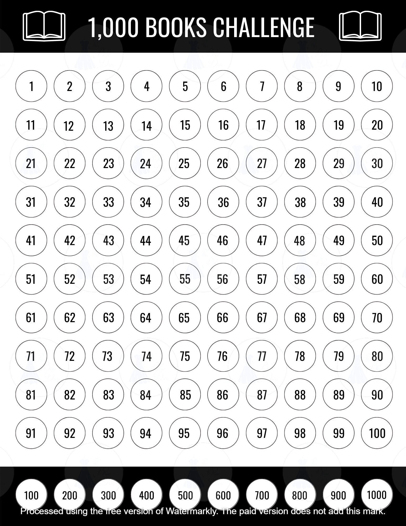 1000 Books Reading Challenge Printable, Reading Progress Chart, Summer Reading Chart - Etsy