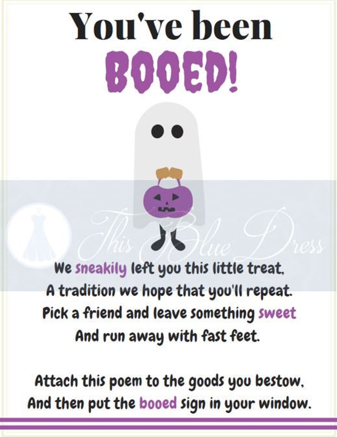 Halloween You've Been Booed Sign, Halloween Booed Poem, Halloween Booed ...