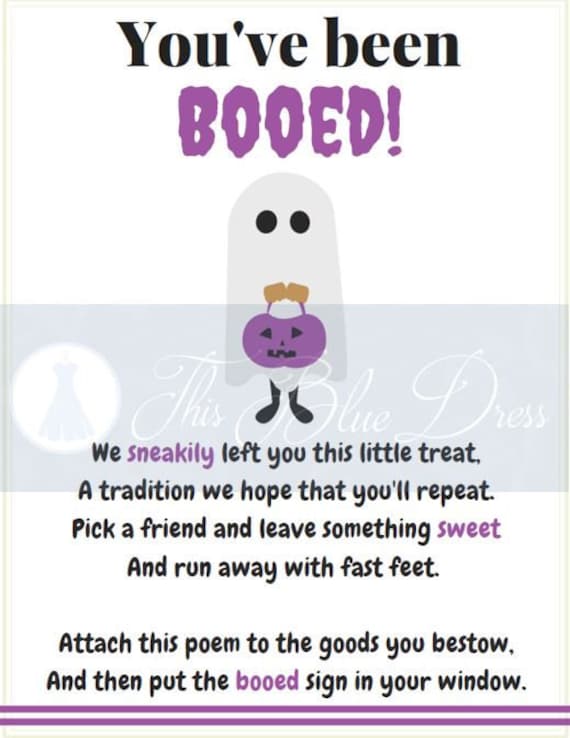 Halloween You've Been Booed Sign Halloween Booed Poem | Etsy